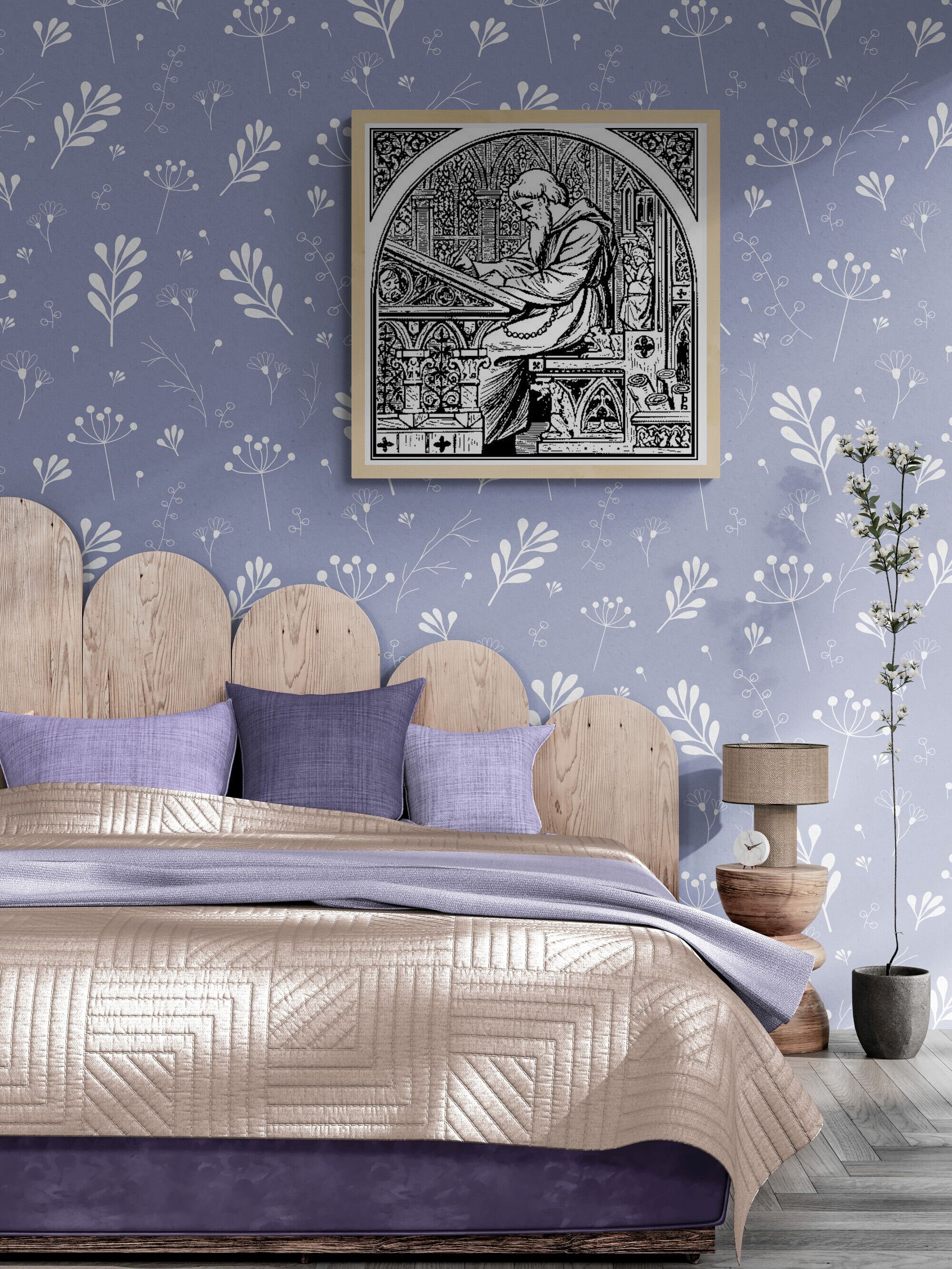 Writing Priest - Monochrome Cross Stitch Pattern - Digital PDF ...