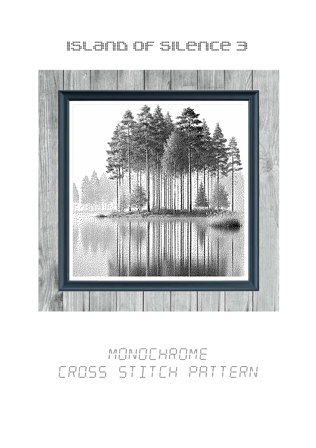 Island of Silence 3 - Cross Stitch Pattern - Simple Monochrome Nature ...