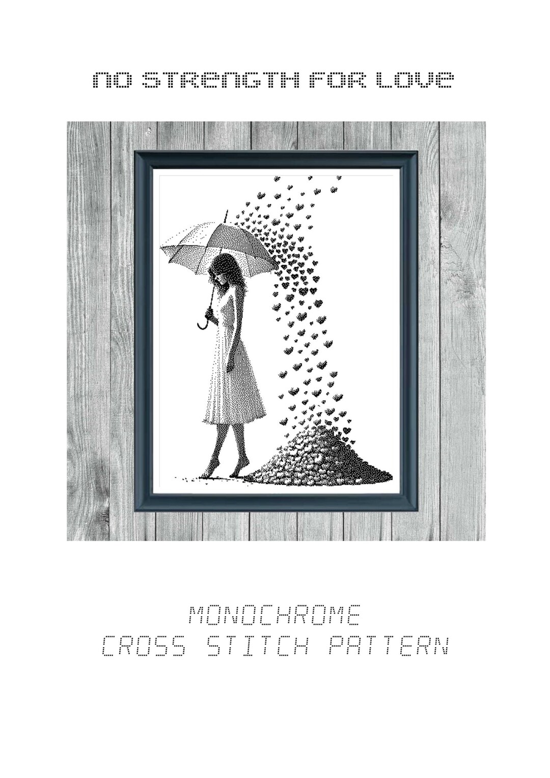 No Strength for Love - Elegant Single Colour Cross Stitch Pattern ...