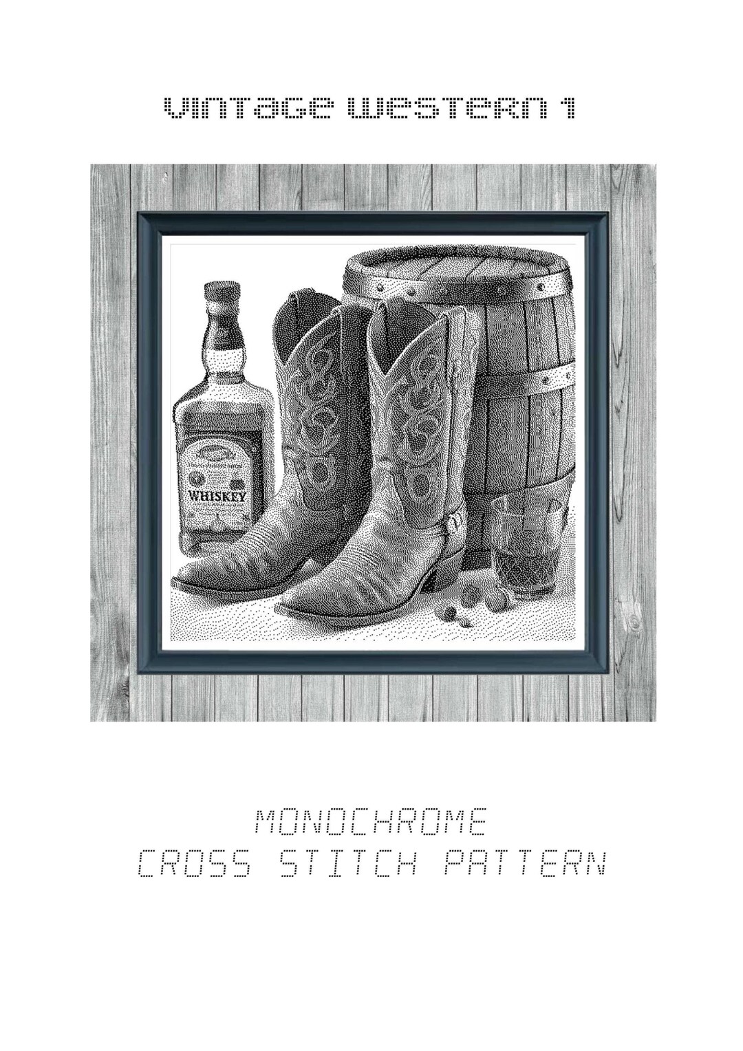 Vintage Western 1 - Minimalist One-thread Color Cross-stitch PDF – Easy ...