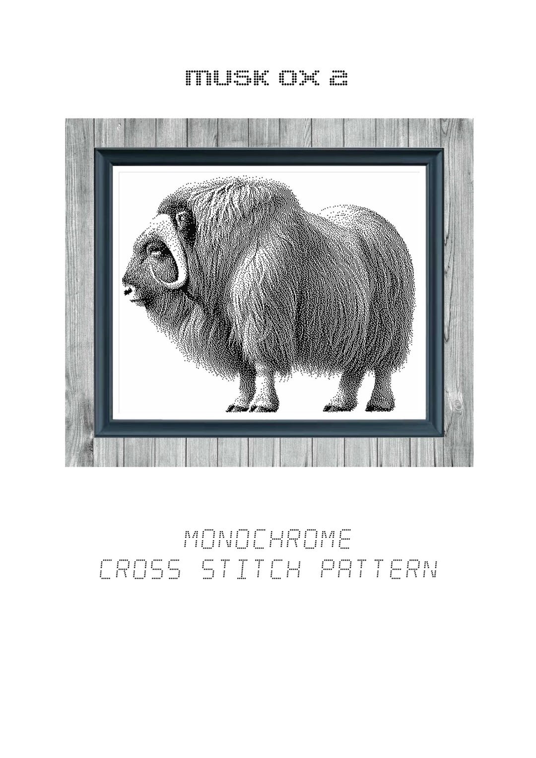 Musk Ox 2 - Cross Stitch Pattern - Monochromatic Wild Animal Design ...