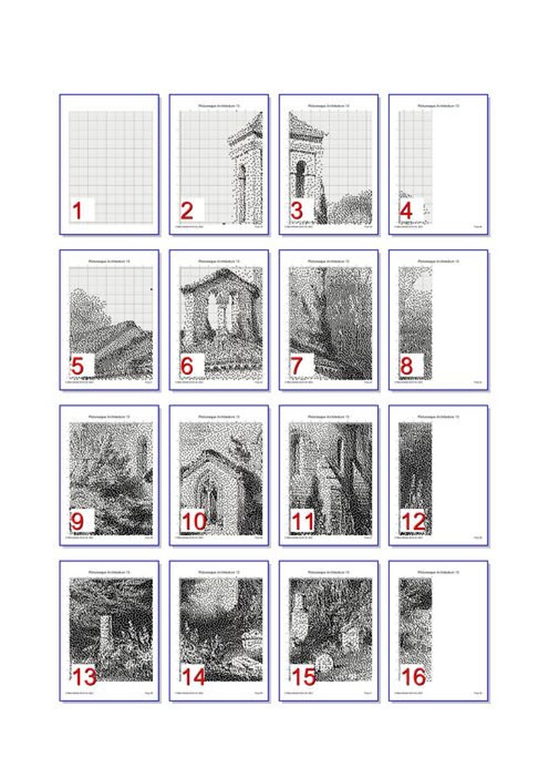 Picturesque Architecture 13 - Monochrome Cross Stitch Patterns - Black ...