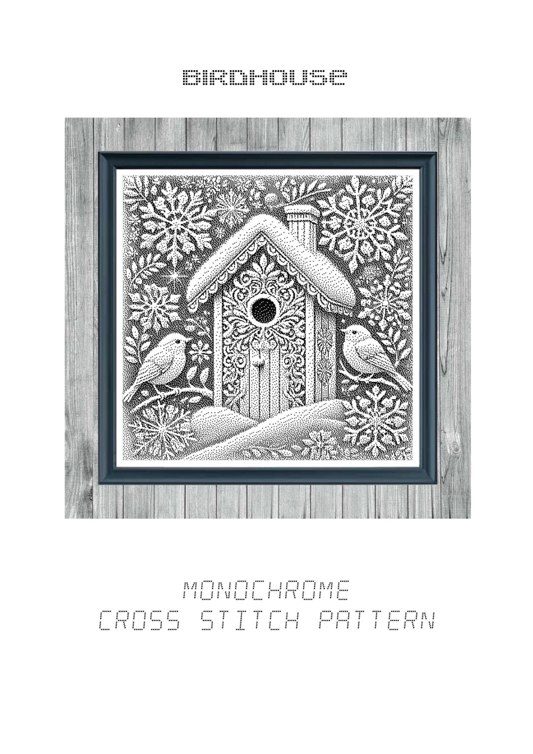 Birdhouse - Elegant Single Color Cross-stitch PDF – Instant Download ...