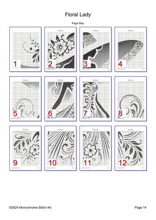 Floral Lady - Stylish One-color Cross-stitch PDF – Instant Download ...