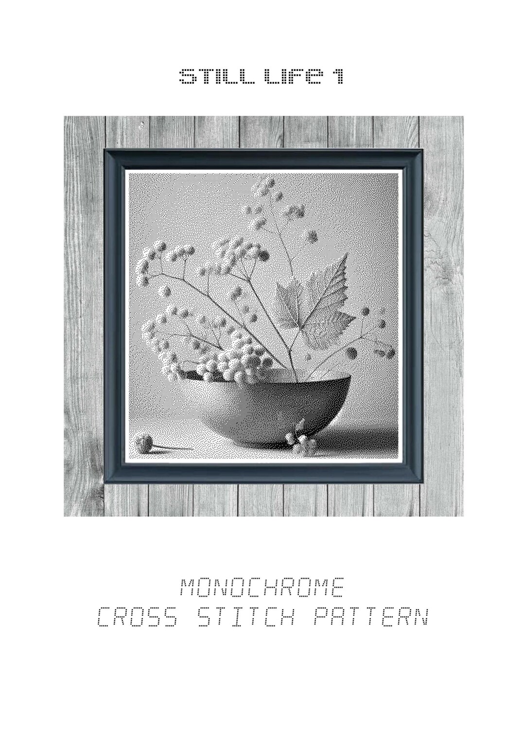 Still Life 1 - Modern Monochrome Cross-stitch Chart - PDF File Pattern ...