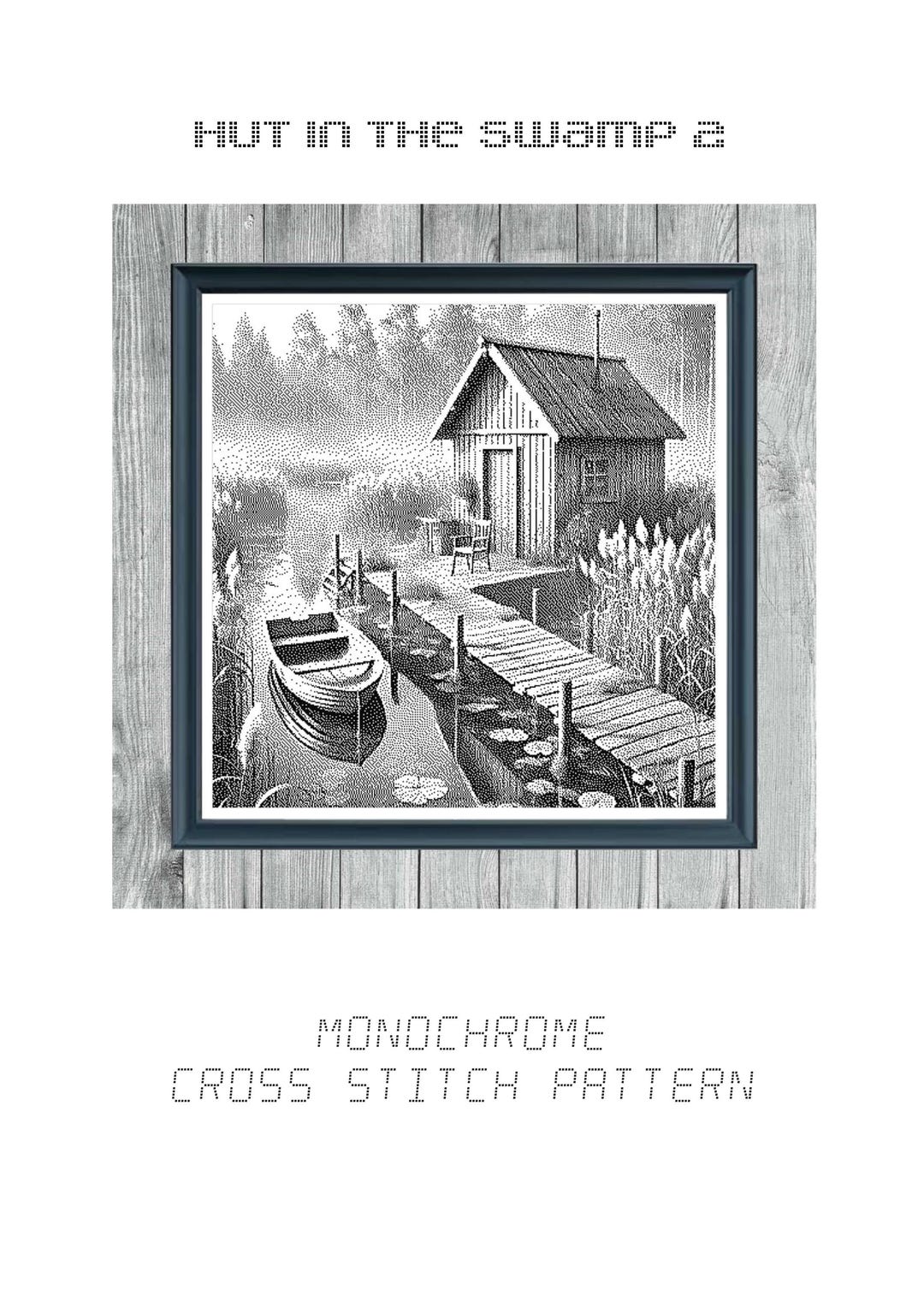 Hut in the Swamp 2 - Monochrome Cross Stitch Pattern - Easy PDF File ...
