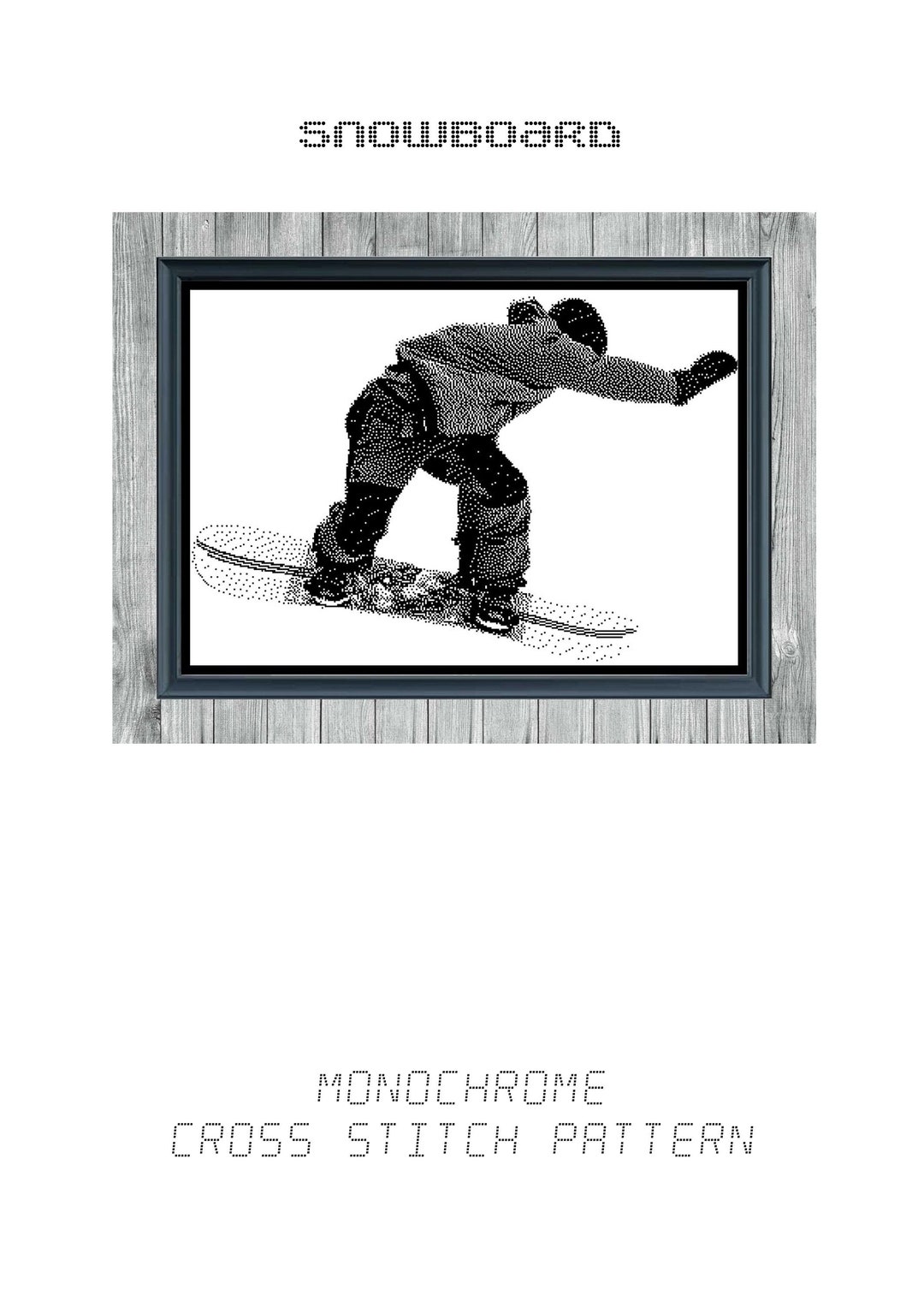 Snowboard - Pattern Keeper App Compatible - Monochrome Cross Stitch PDF ...