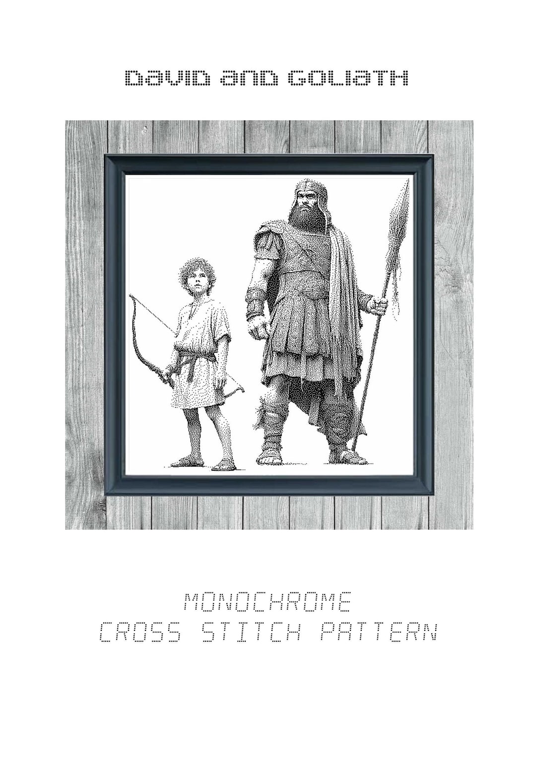 David and Goliath - Digital Monochrome Cross Stitch - PDF Pattern ...