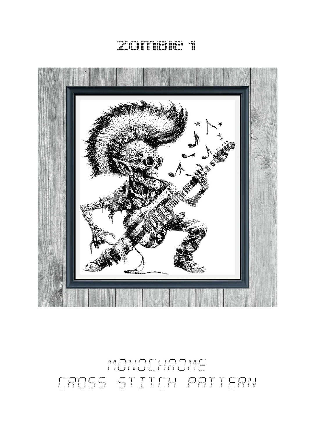 Zombie 1 - Digital Cross Stitch Pattern - Instant Download Monochrome ...