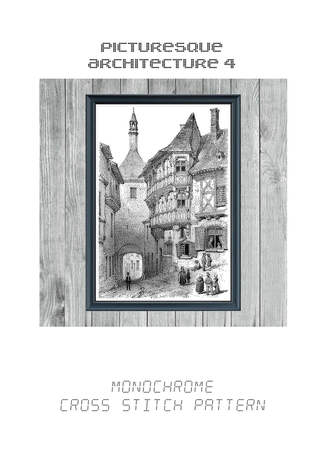 Picturesque Architecture 4 - Black and White Monochrome Cross Stitch ...