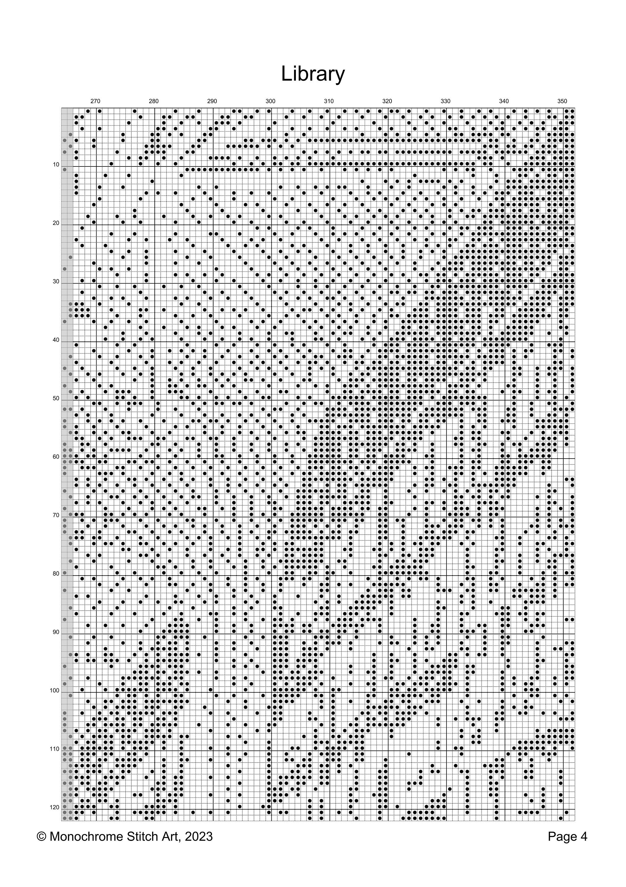 Library Pattern Keeper-ready Monochrome Cross Stitch Digital PDF ...