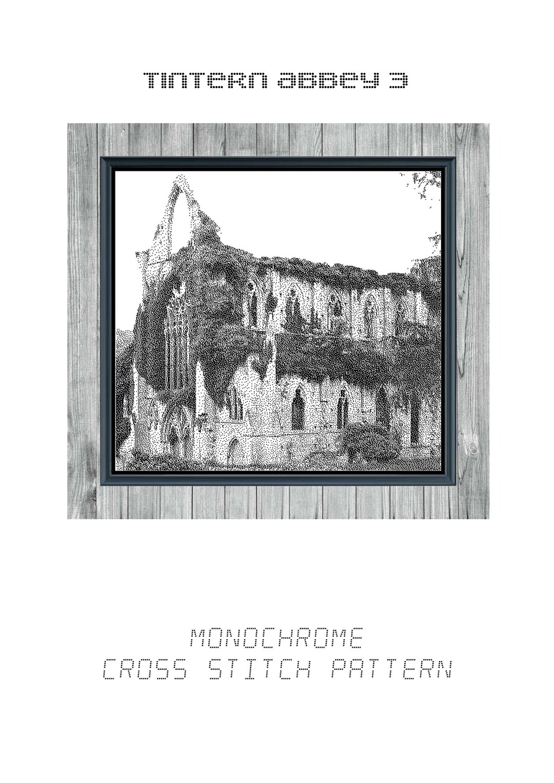 Tintern Abbey 3 - Monochrome Cross Stitch Pattern - Digital PDF File ...