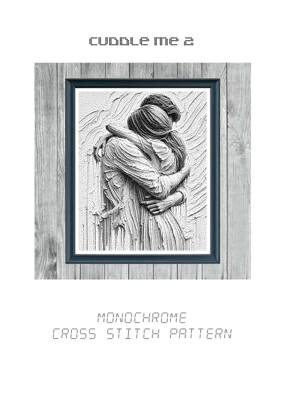 Cuddle Me 2 - Couple Cross Stitch Pattern - Monochrome Romantic ...