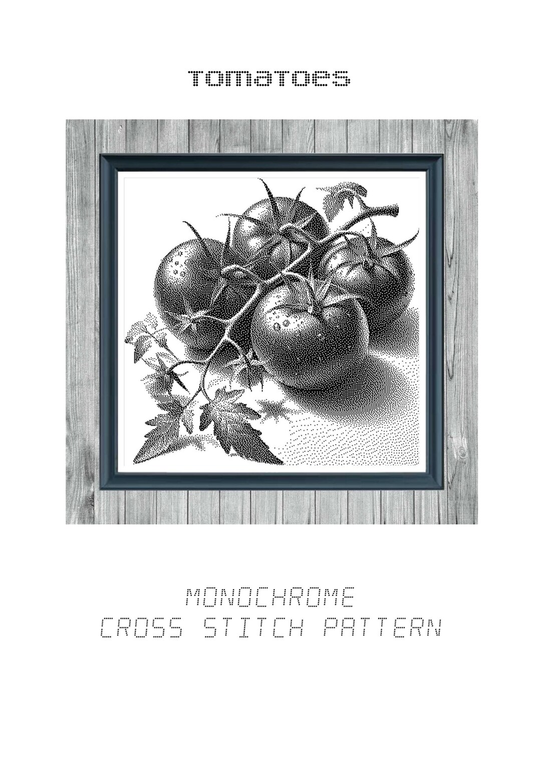 Tomatoes - Cross Stitch Pattern - Modern Monochrome Vegetable Chart ...