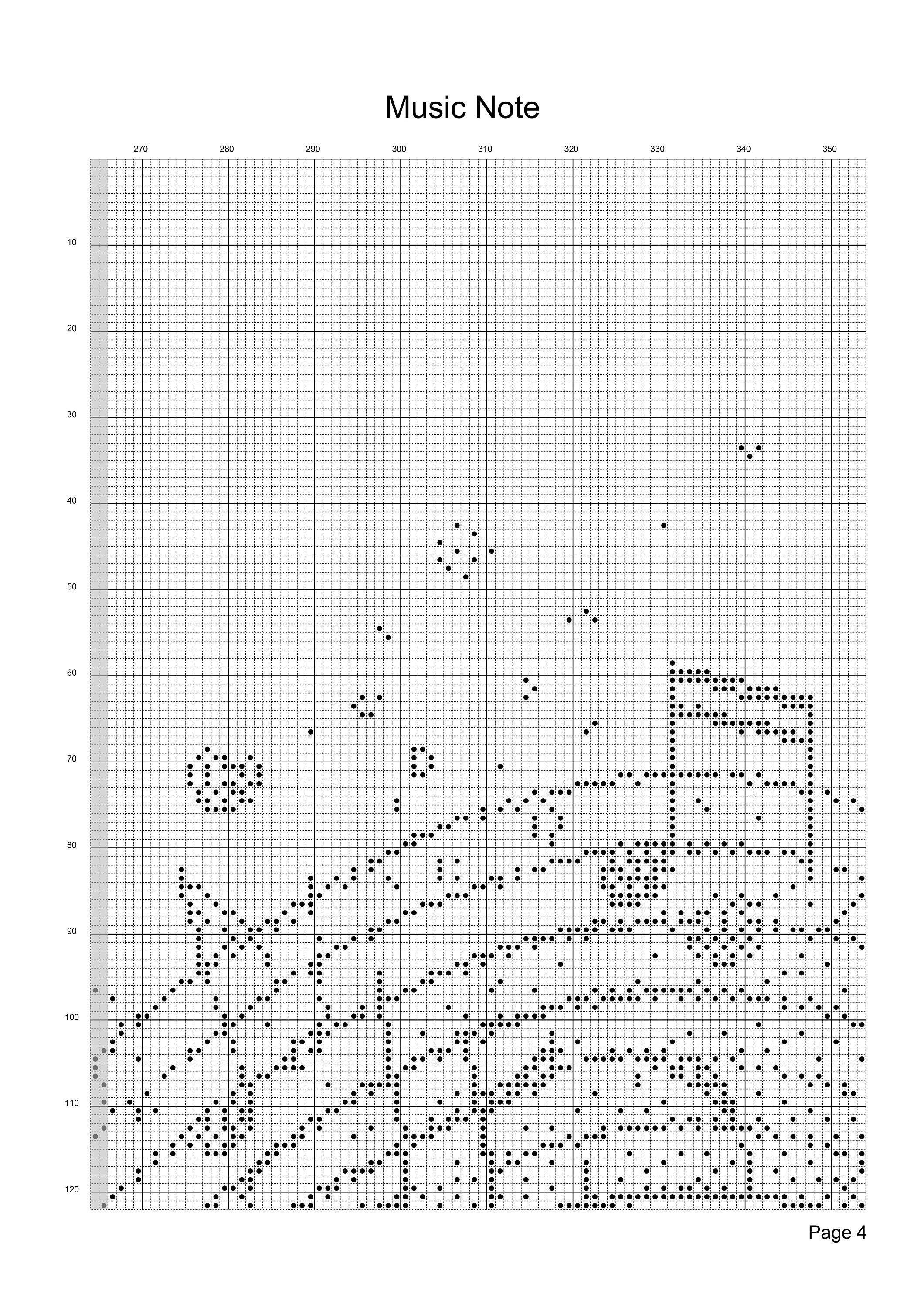 Music Note - Monochrome Cross Stitch - Instant Download Digital PDF ...