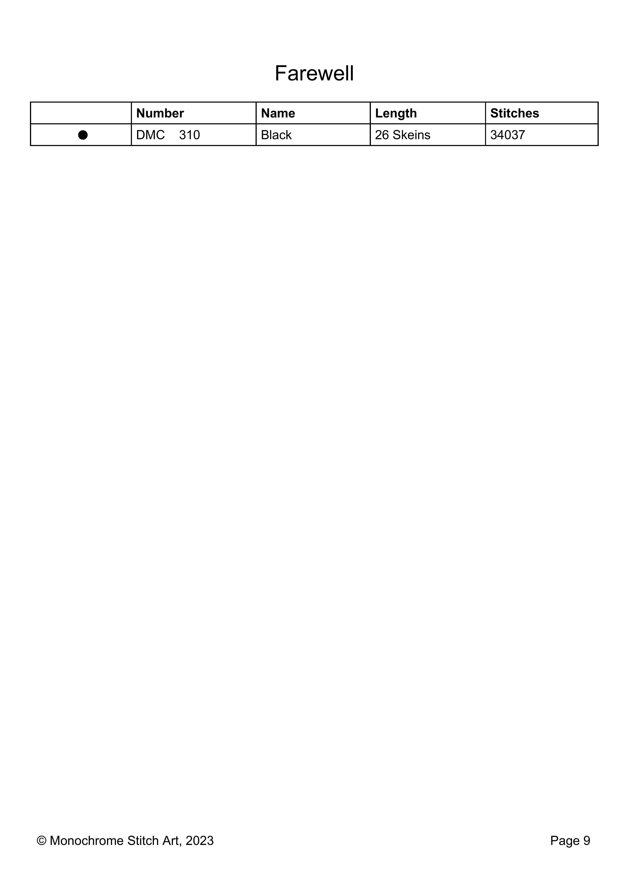 Farewell Monochrome Cross Stitch Pattern Easy PDF for Pattern Keeper ...