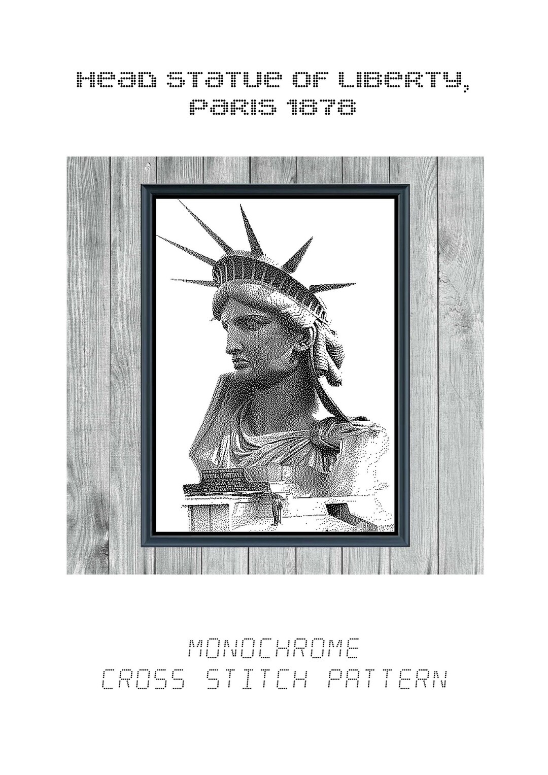 Head Statue of Liberty - Pattern Keeper App-friendly Monochrome Cross ...