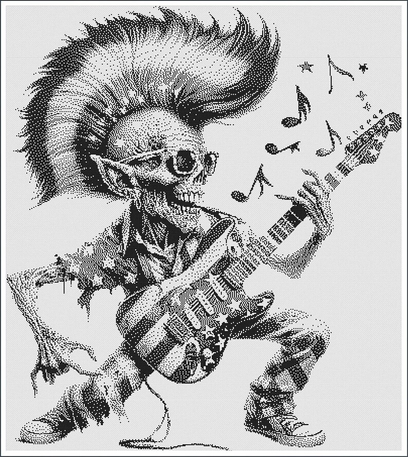 Zombie 1 - Digital Cross Stitch Pattern - Instant Download Monochrome ...