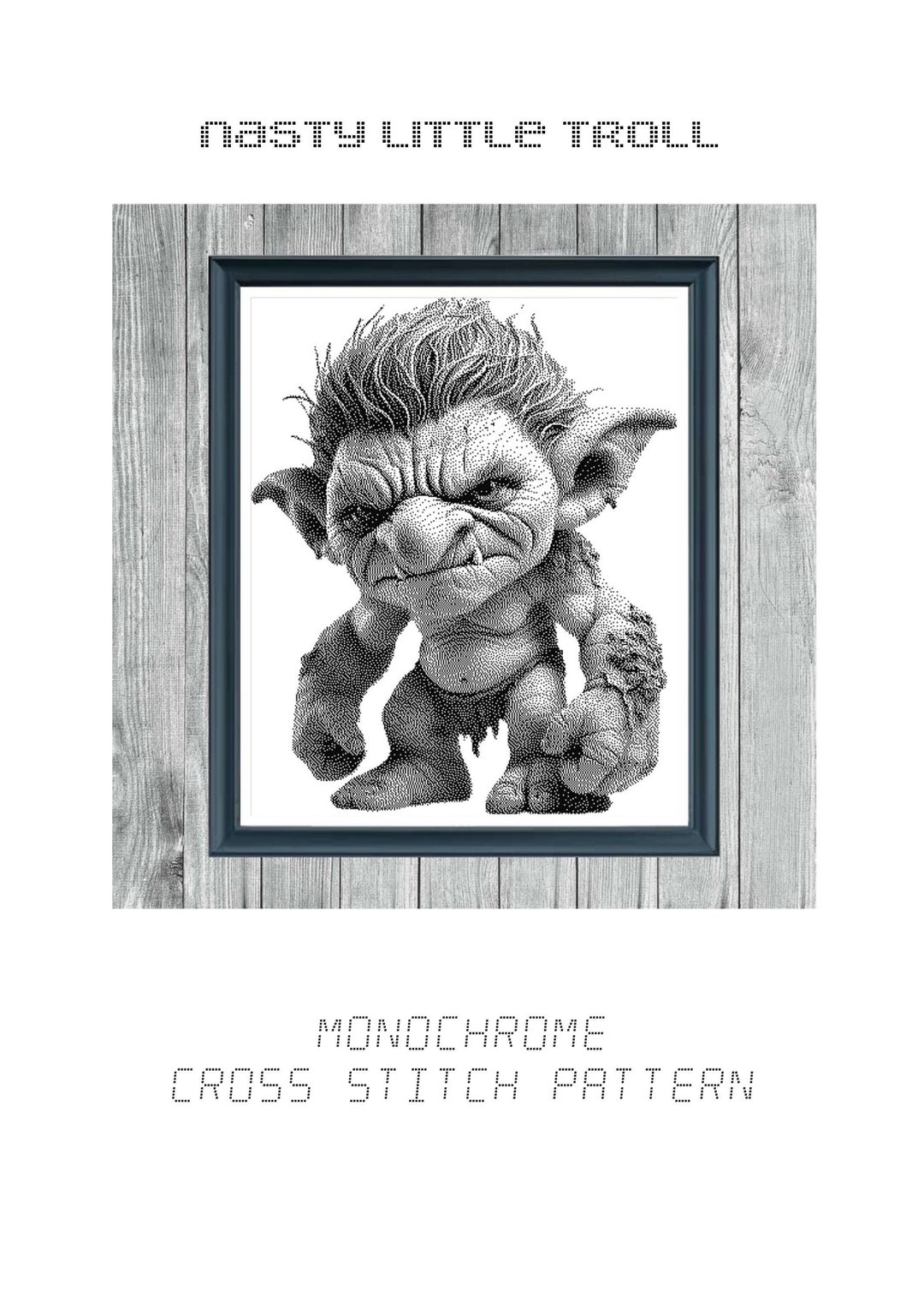 Nasty Little Troll - Elegant Single Color Cross-stitch PDF – Instant ...