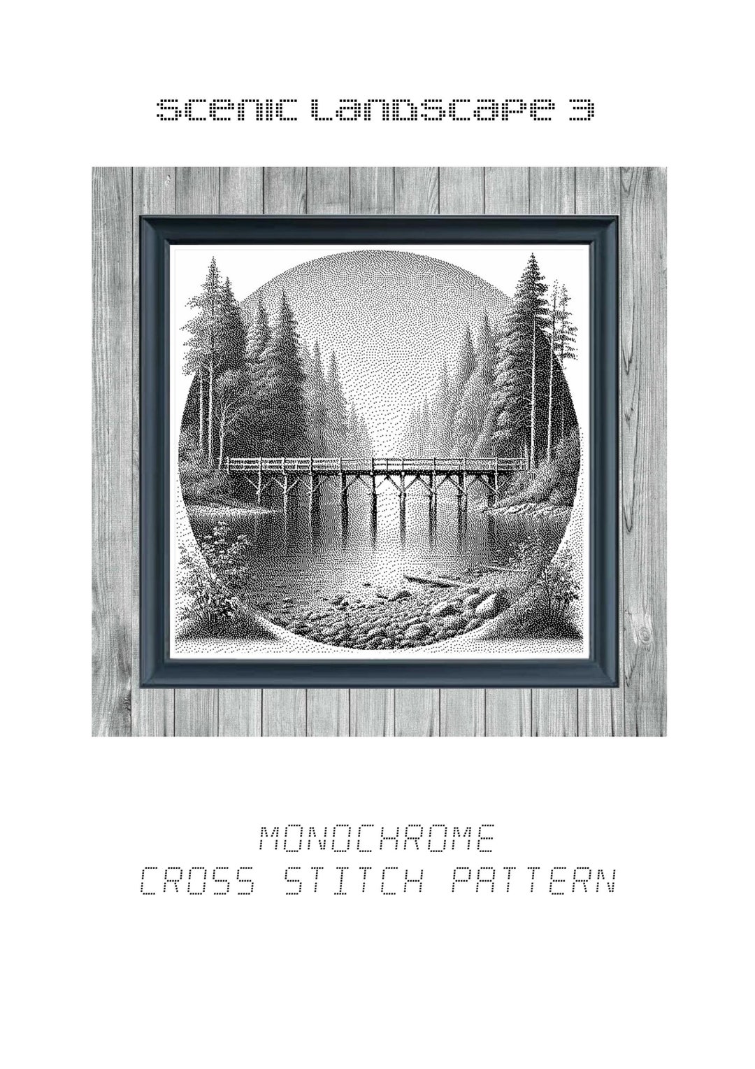 Scenic Landscape 3 - One Color Cross Stitch Pattern - PDF File - Craft ...