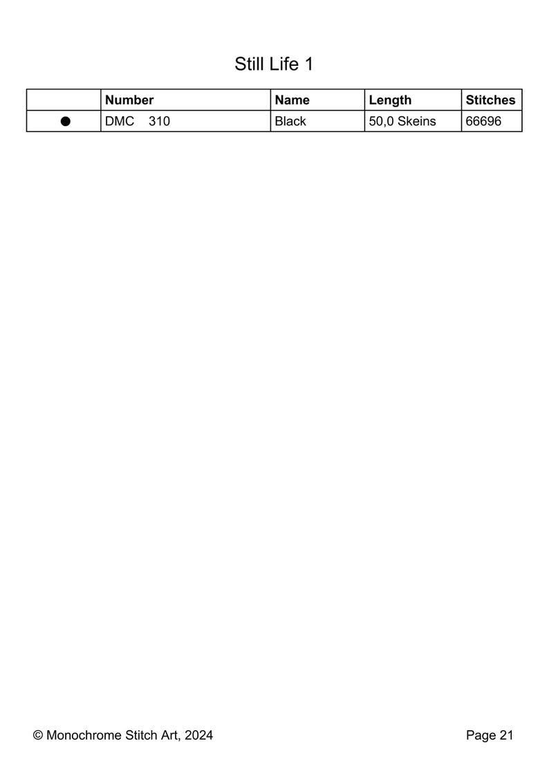 Still Life 1 - Modern Monochrome Cross-stitch Chart - PDF File Pattern ...