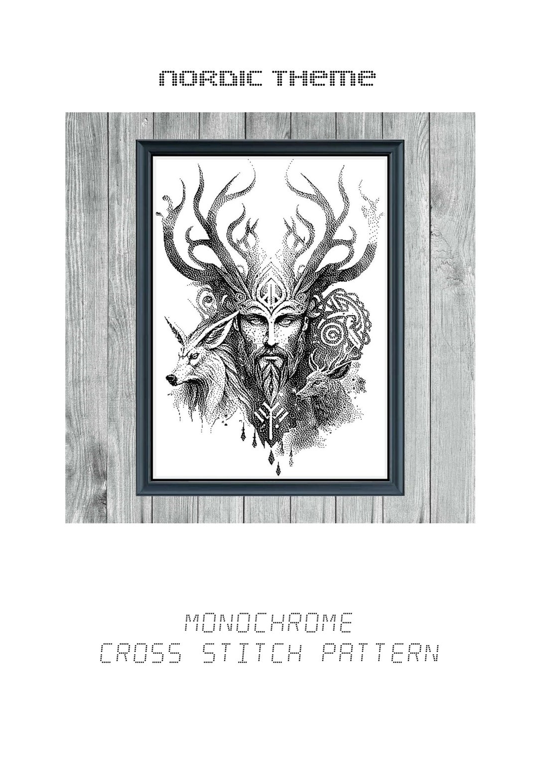 Nordic Theme - Black and White Cross Stitch - Monochrome Digital PDF ...