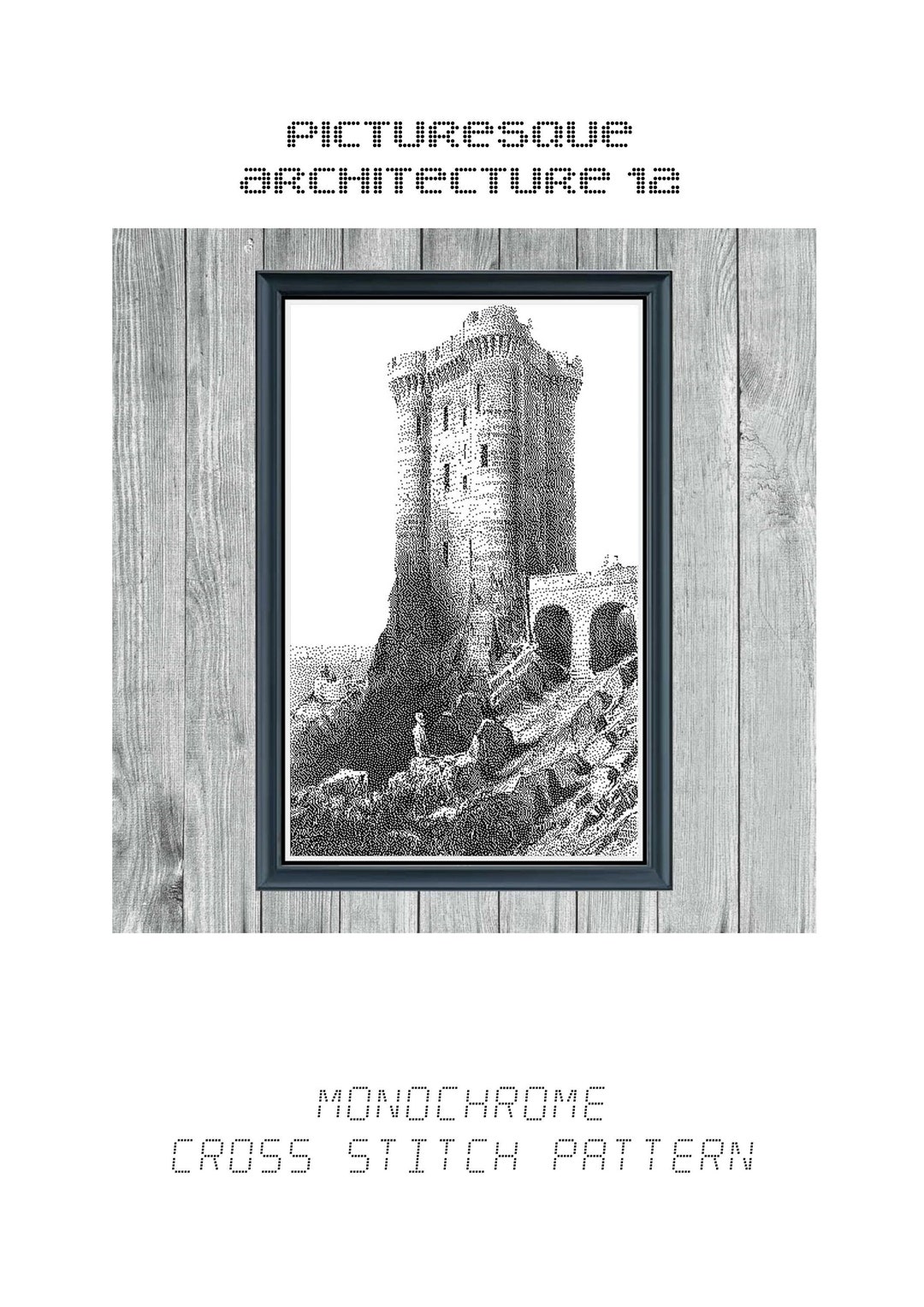 Picturesque Architecture 12 - Black and White Monochrome Cross Stitch ...