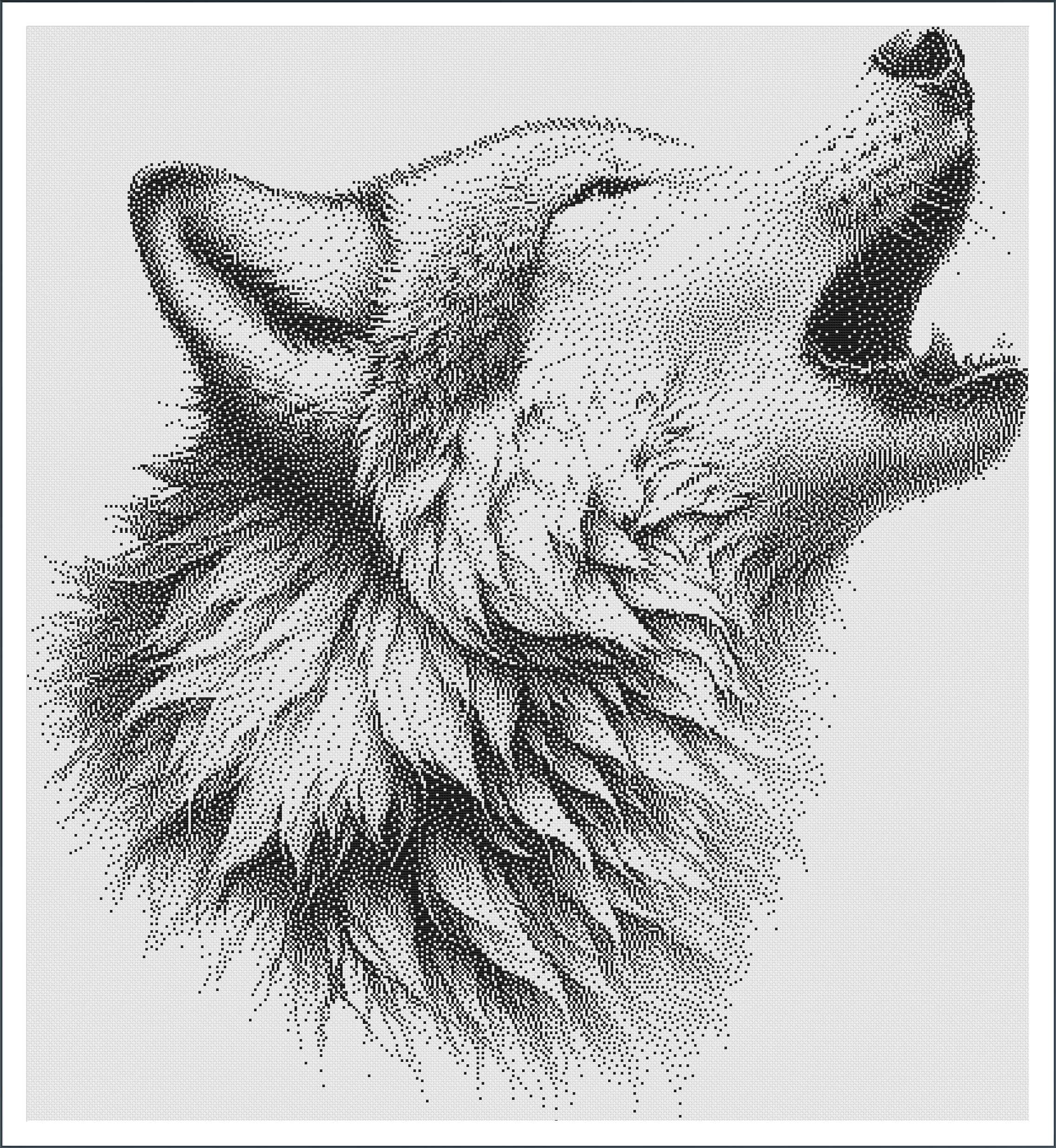 Howling Wolf - Monochrome Cross Stitch - Instant Download Digital PDF ...