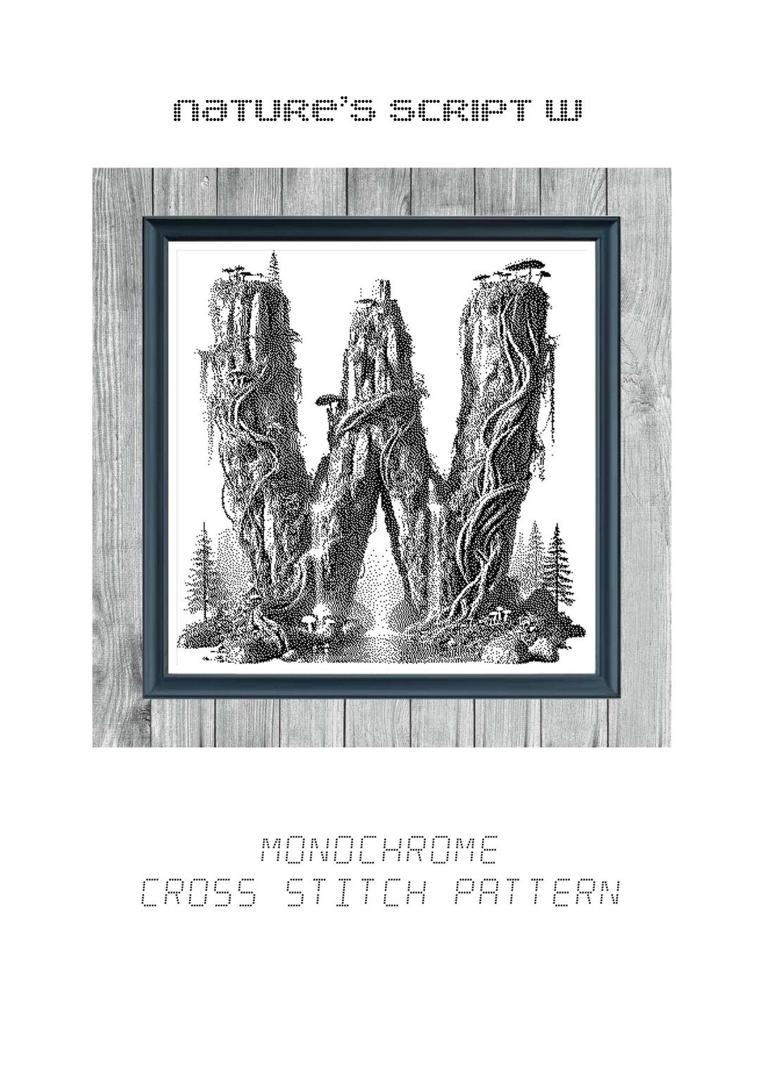 Nature's Script W - Monochrome Cross Stitch Pattern - Botanical ...