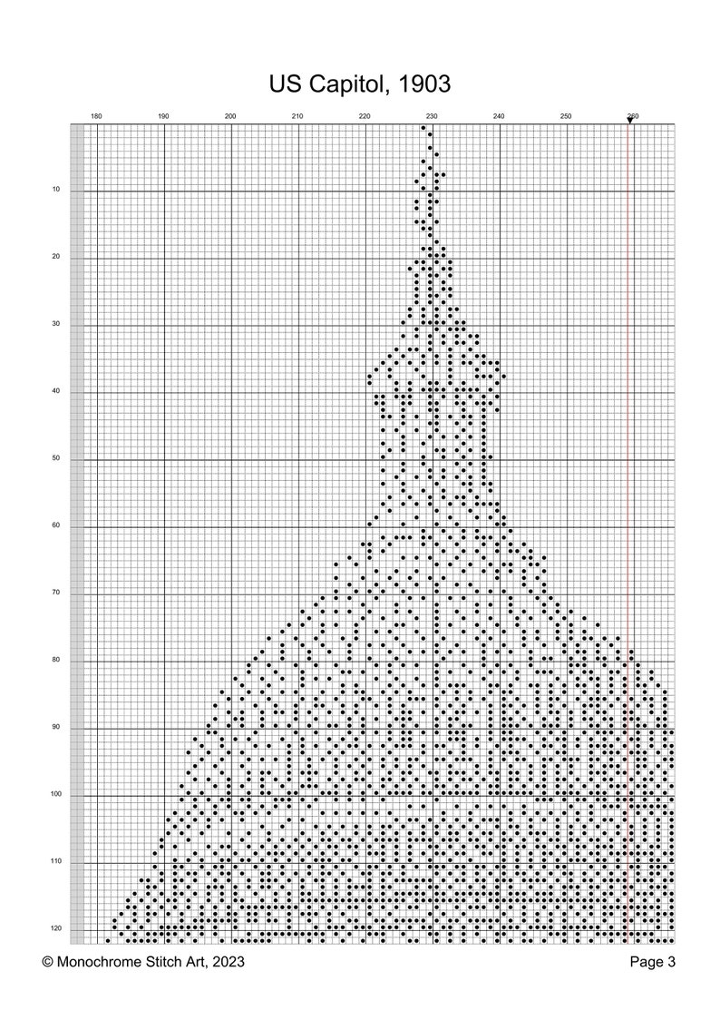 US Capitol, 1903 - Digital Black and White Cross Stitch - Monochrome ...