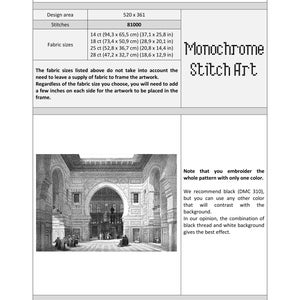 Mosque of the Sultan El Ghoree - Digital Monochrome Cross Stitch Design ...