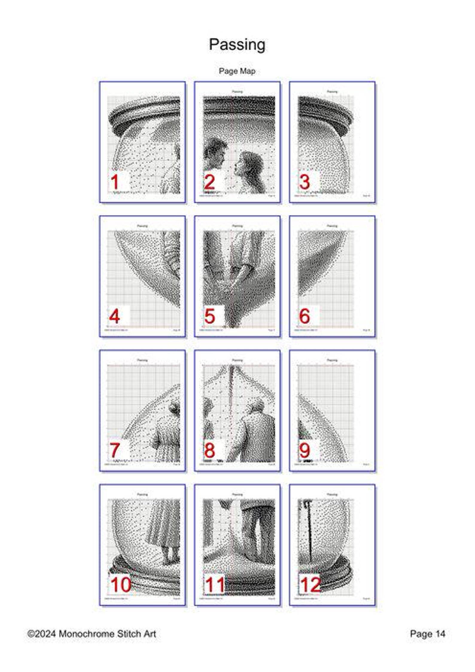 Passing - Monochrome Embroidery Chart – Simple One-color - PDF File - Etsy