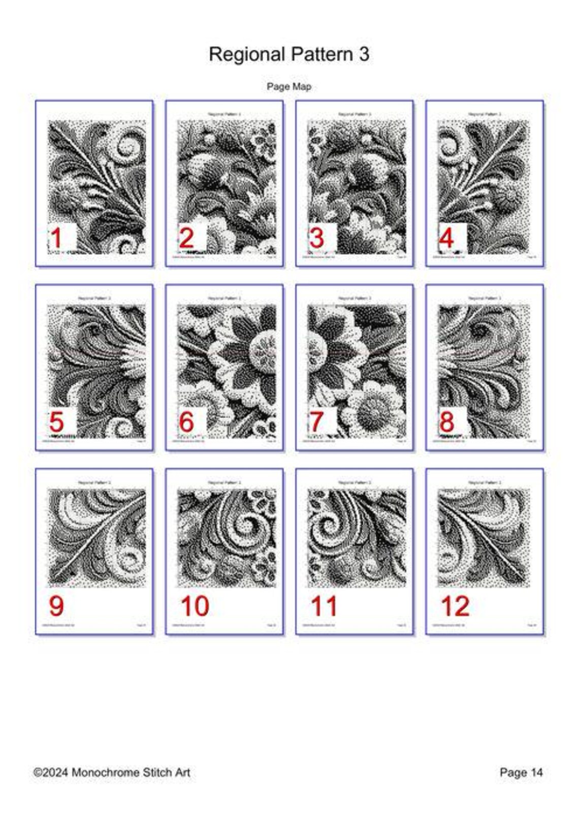 Regional Pattern 3 - Monochrome Cross Stitch PDF - Exclusive Digital ...