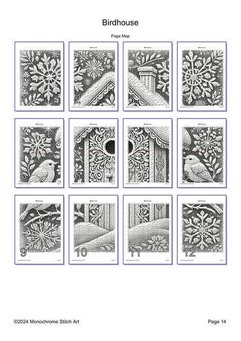 Birdhouse - Elegant Single Color Cross-stitch PDF – Instant Download ...