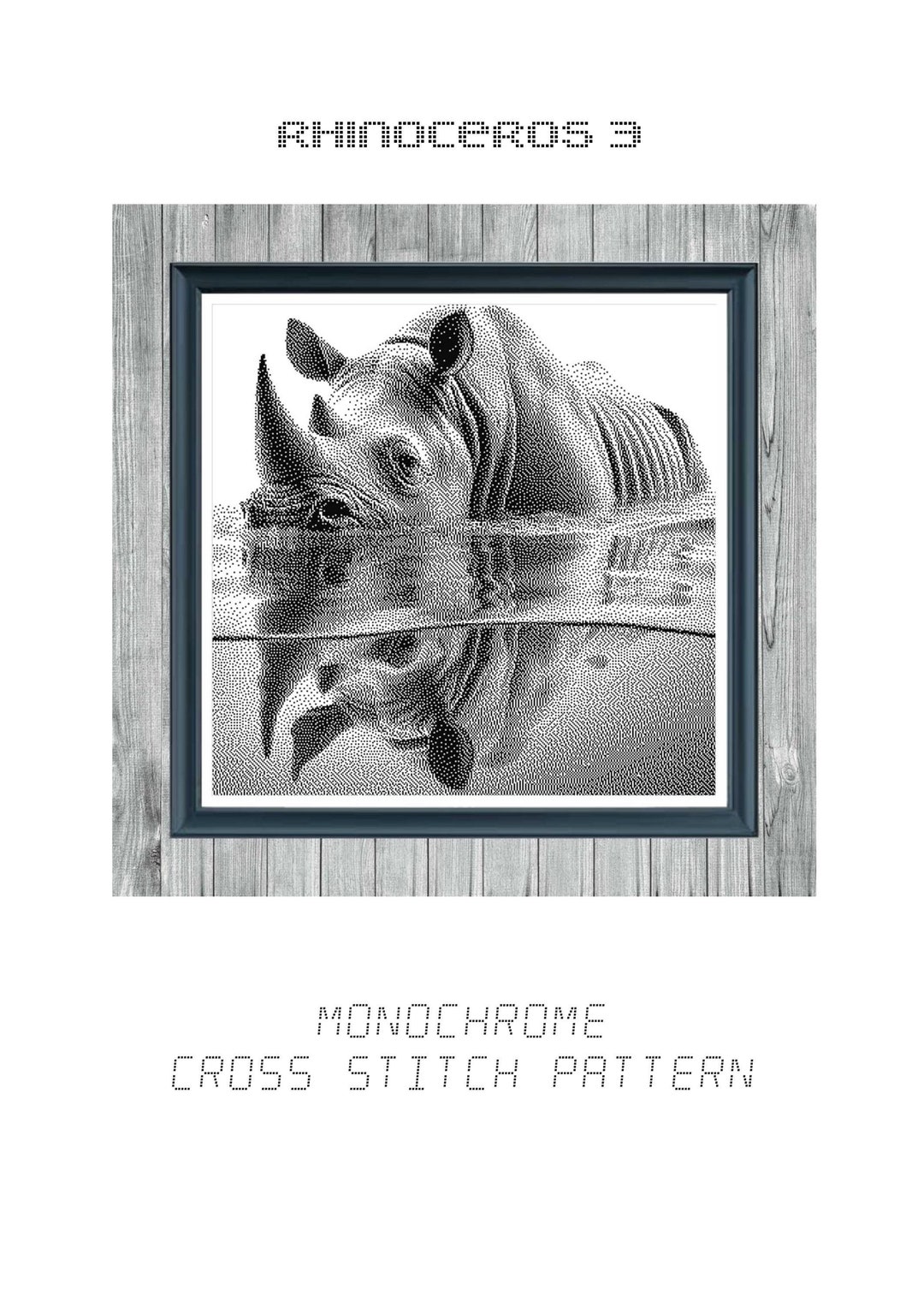 Rhinoceros 3 - Single Color Cross-stitch Chart – Digital PDF Pattern - Etsy