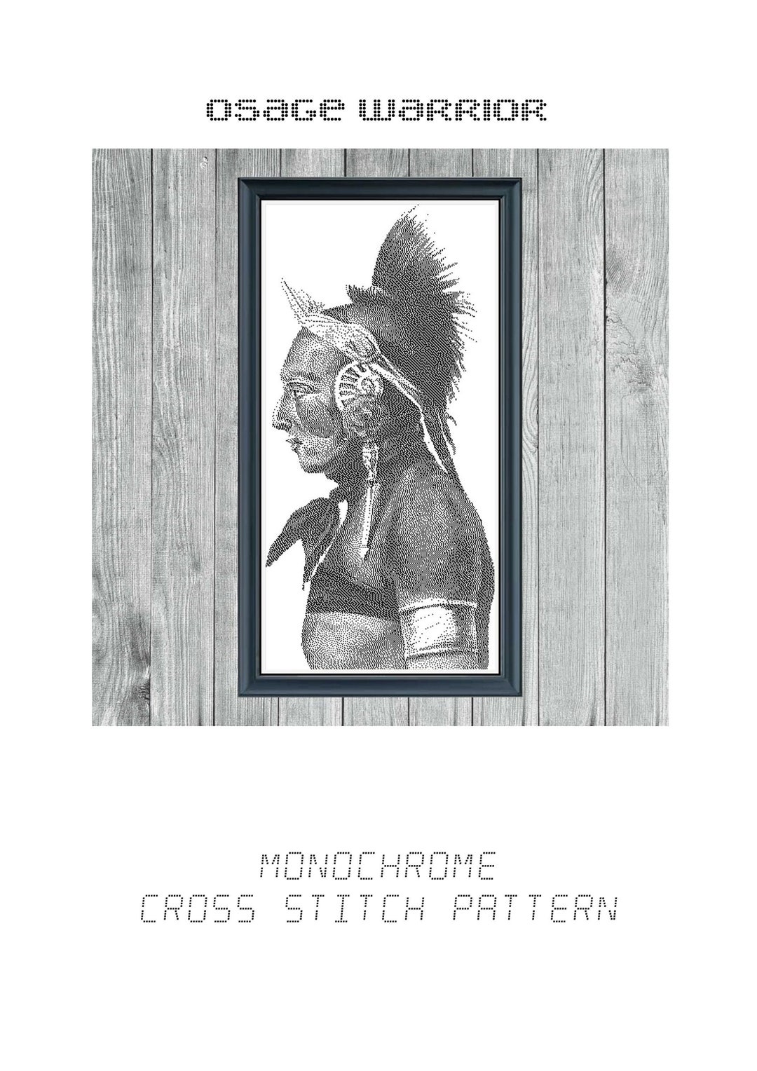 Osage Warrior Digital Cross Stitch Pattern Instant Download Monochrome ...