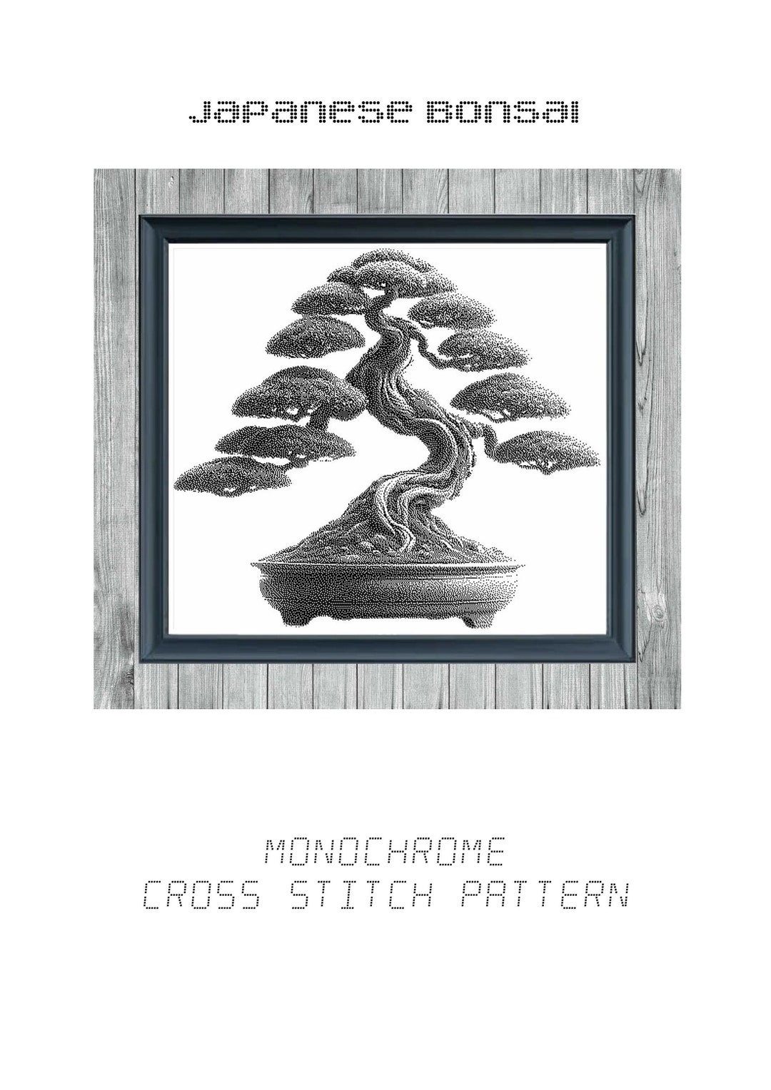 Japanese Bonsai - Pattern Keeper-ready Monochrome Cross Stitch Pattern ...