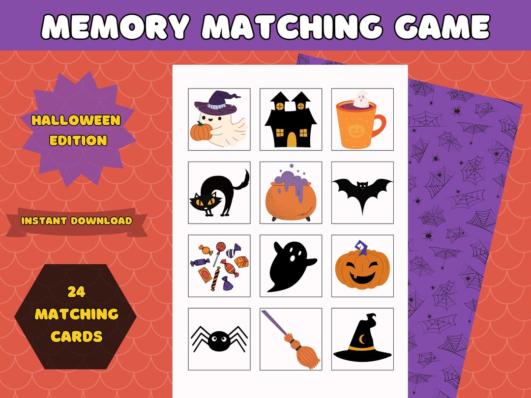 Kids Memory Matching Game Halloween Edition/digital Print - Etsy