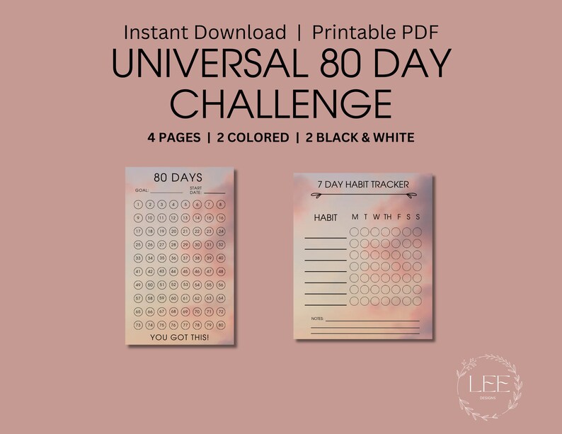 80 Day Challenge | 7 Day Habit Tracker - Etsy