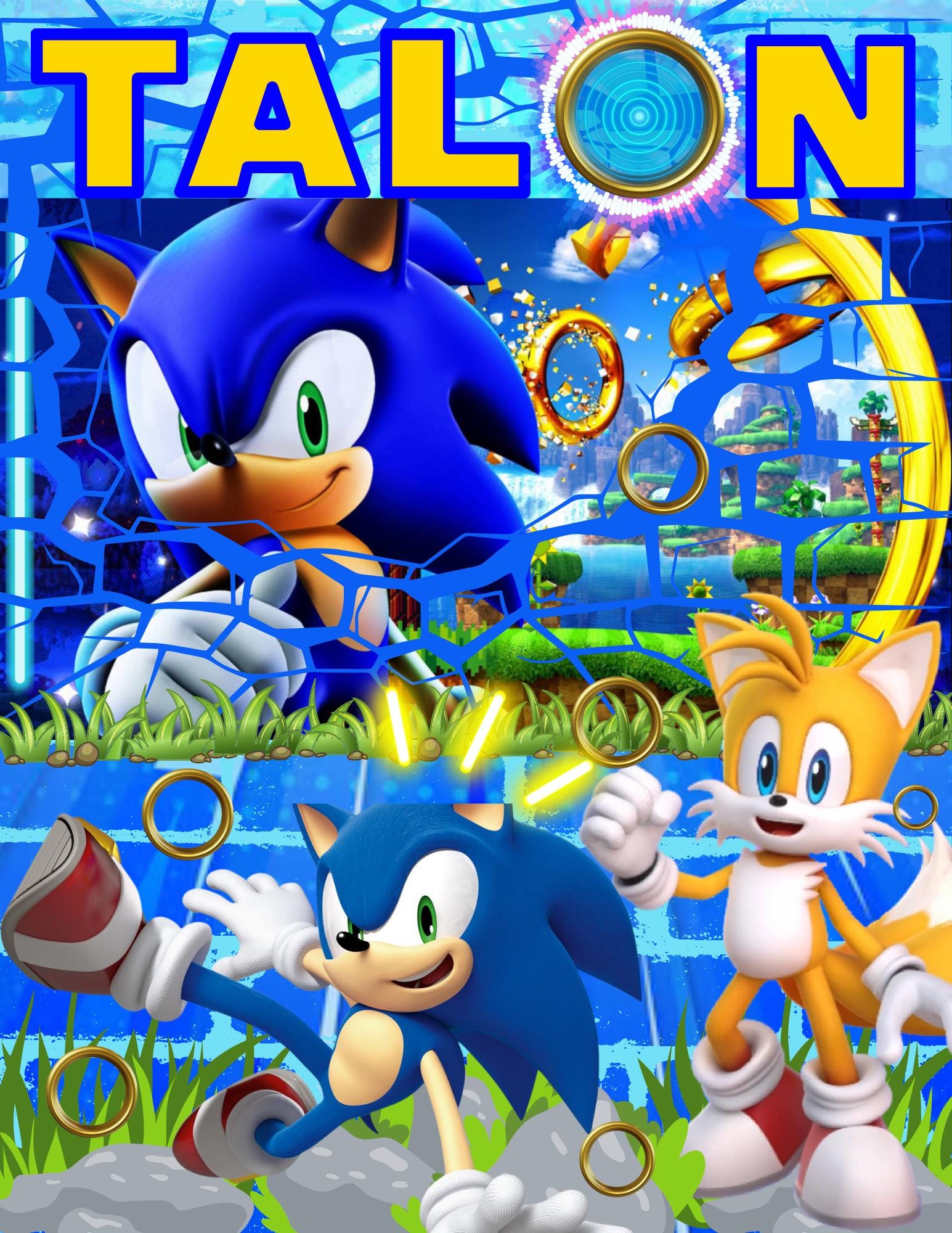 Sonic the Hedgehog Binder Insert| Custom Name Folder | Folder Insert ...