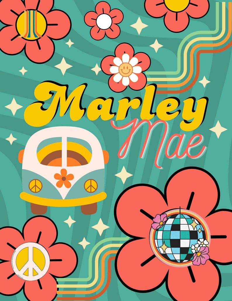 Hippie Chic Binder Insert| Custom Name Folder | Folder Insert | Name ...