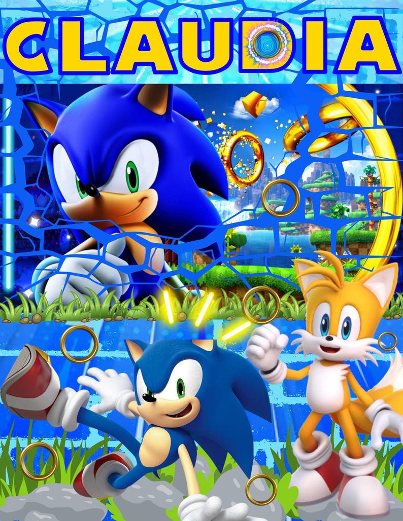 Sonic the Hedgehog Binder Insert| Custom Name Folder | Folder Insert ...