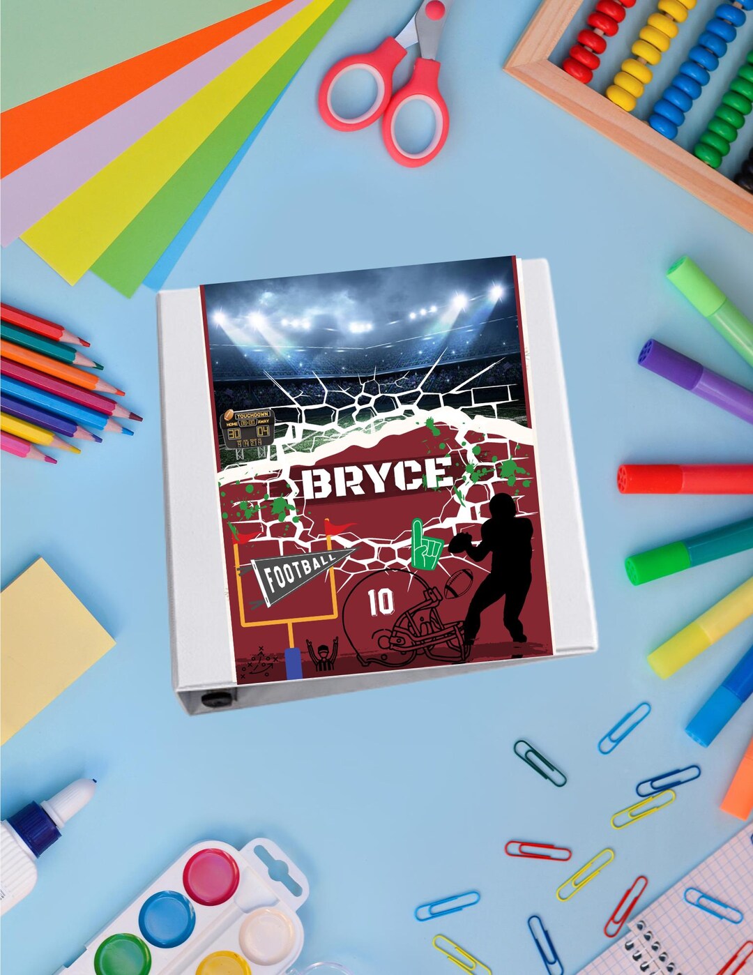 Football Binder Insert| Custom Name Folder | Folder Insert | Name ...