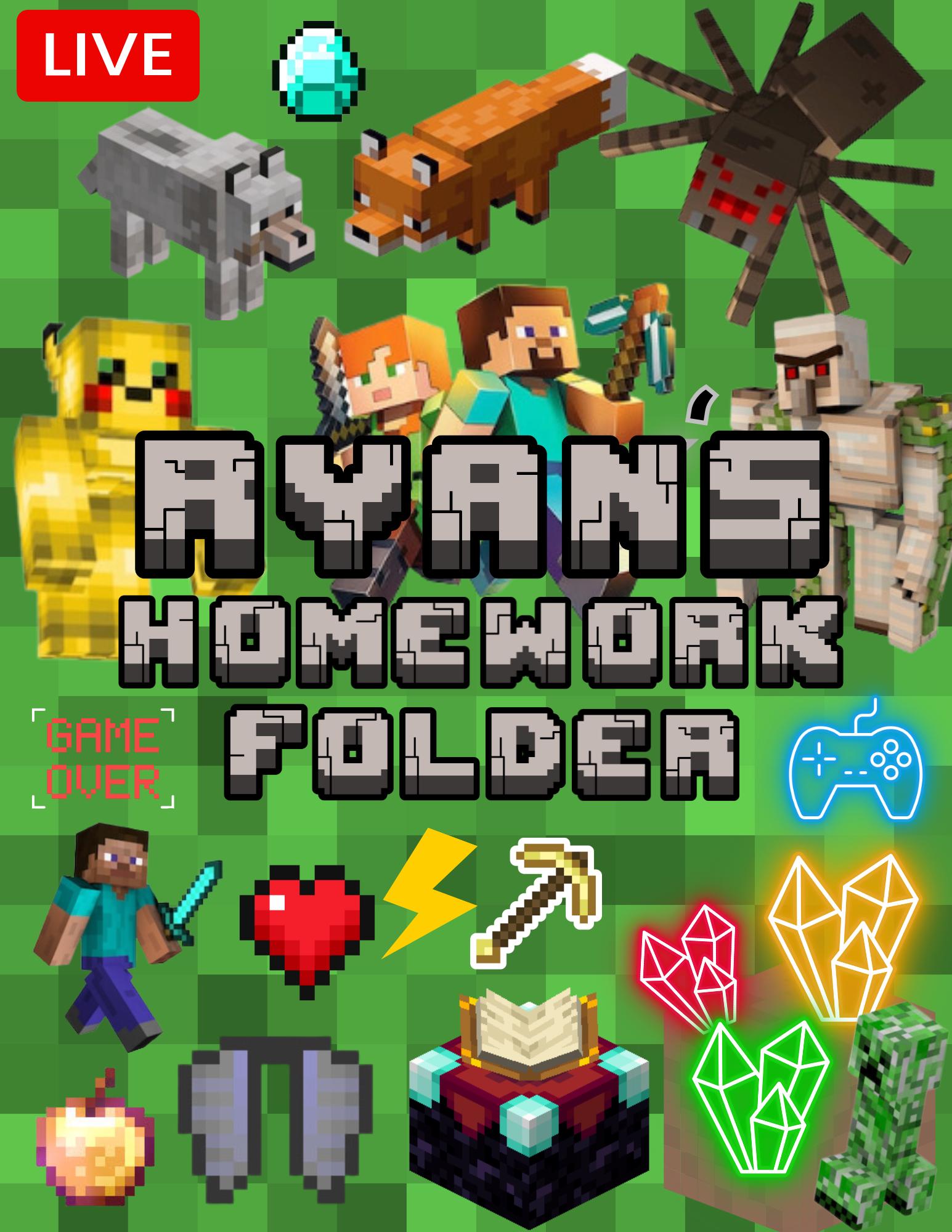 Minecraft Binder Insert| Custom Name Folder | Folder Insert | Name Insert for Folder | Name ...