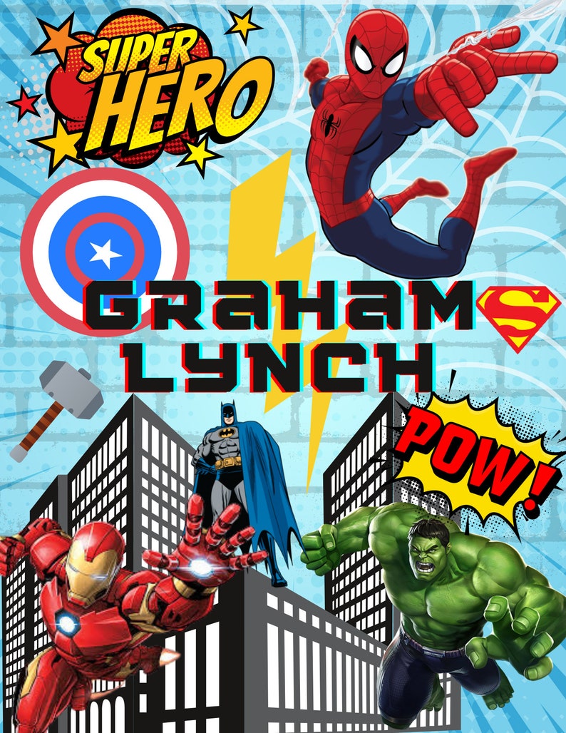 Superhero Binder Insert| Custom Name Folder | Folder Insert | Name ...