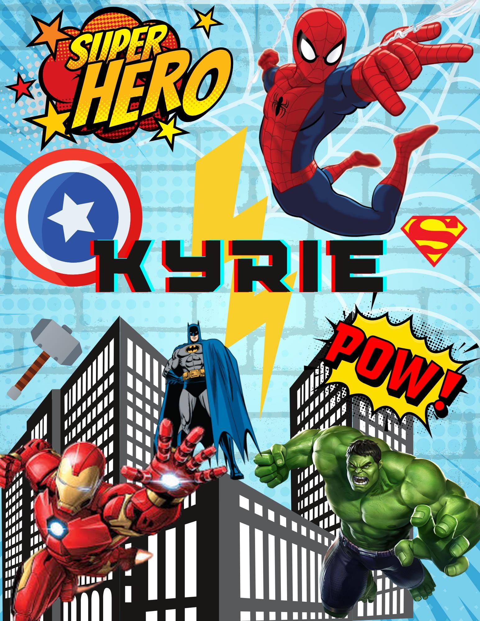 Superhero Binder Insert| Custom Name Folder | Folder Insert | Name ...