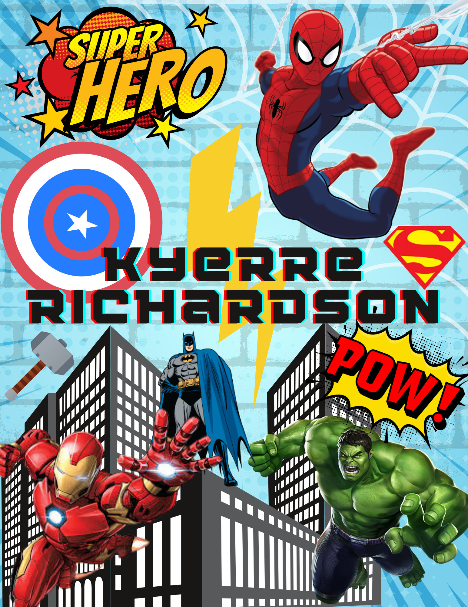 Superhero Binder Insert| Custom Name Folder | Folder Insert | Name ...
