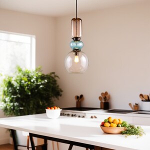 Blown Glass Light Pendant, Kitchen Decor, Lighting Ceiling, Glass ...
