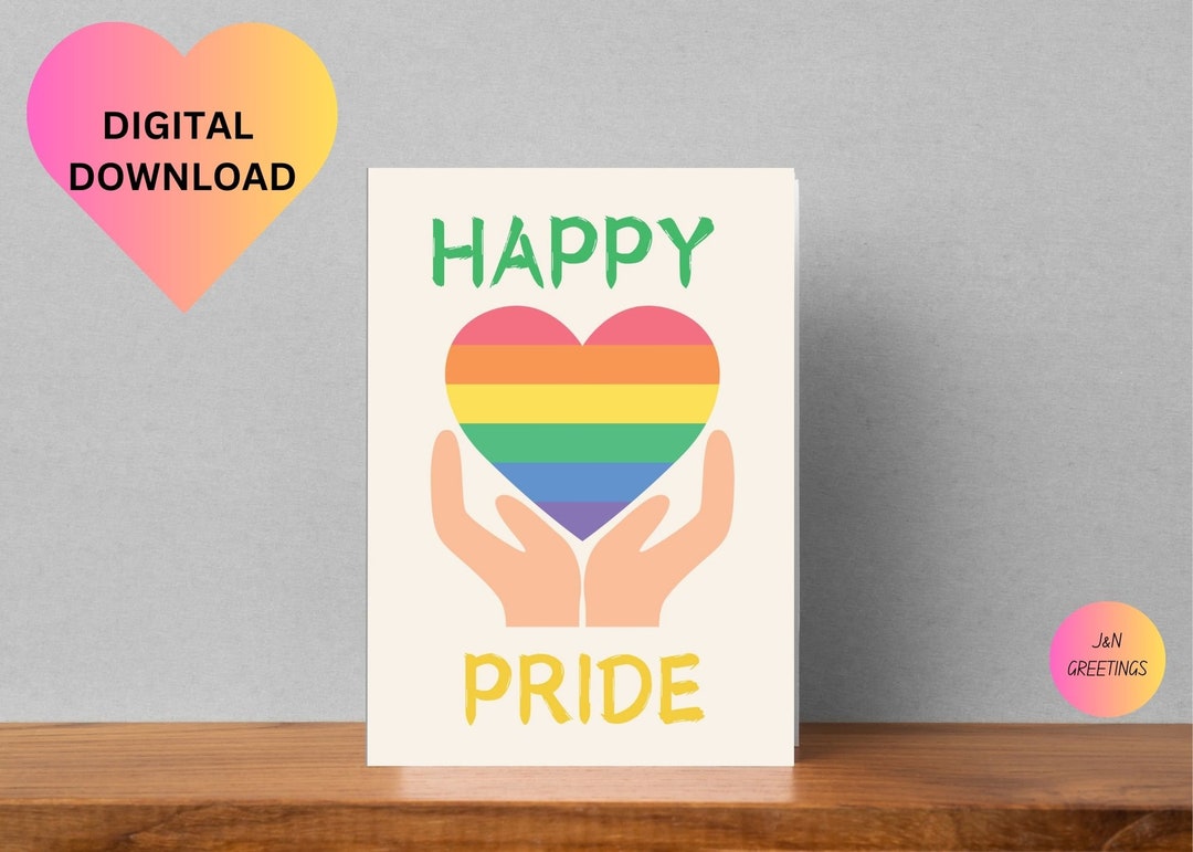 PRINTABLE Happy Pride Card Pride Flag Art, LGBTQ+ Support, Love is Love ...