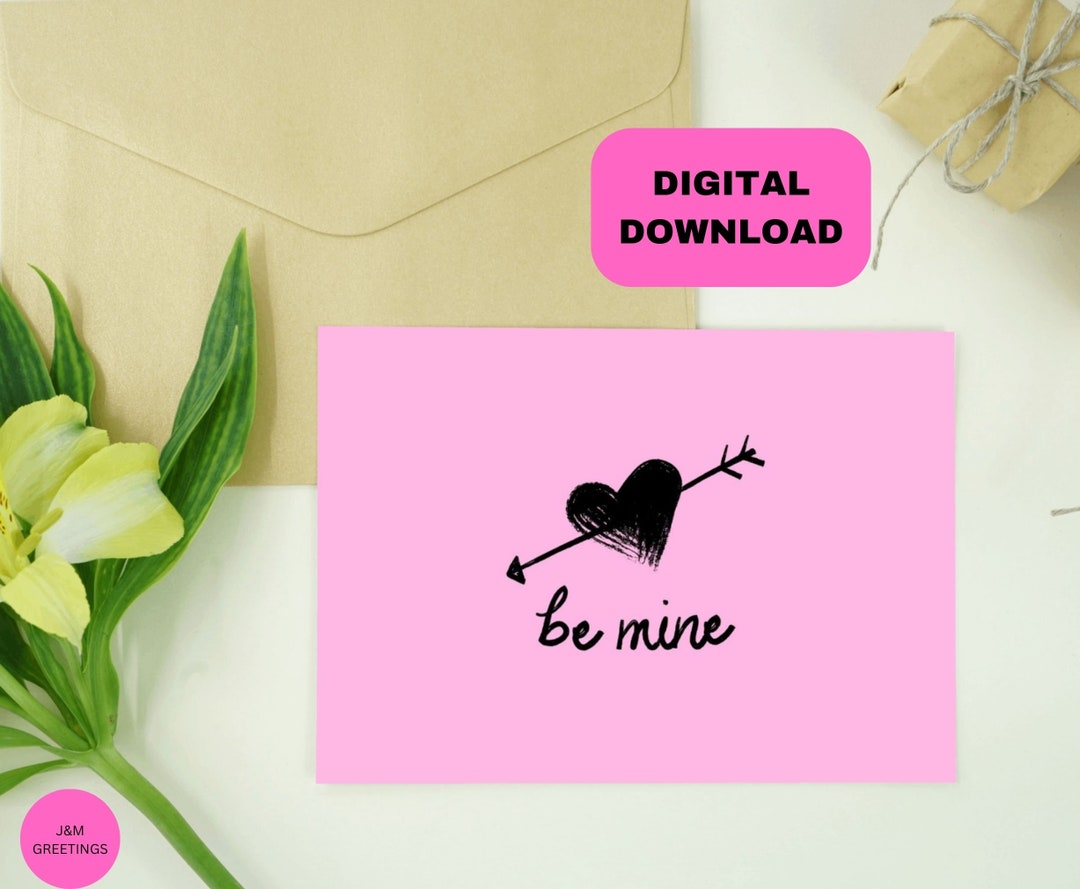 PRINTABLE Valentine's Day Card, Be Mine Card, Digital Download ...